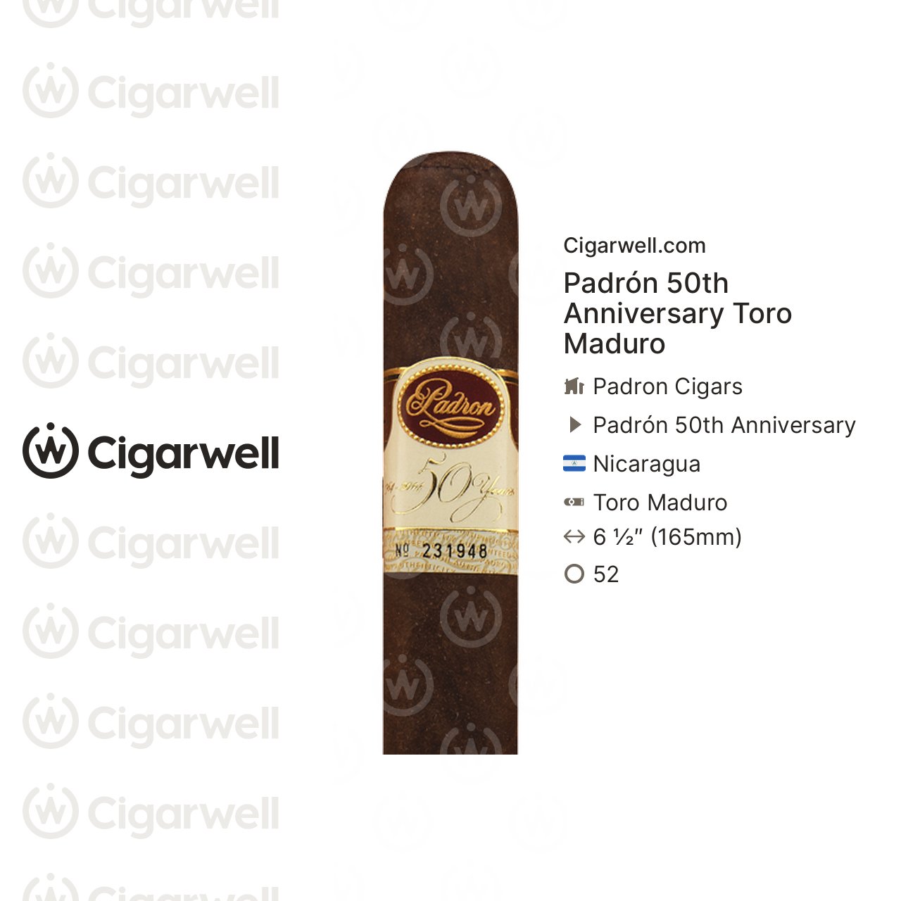 Padrón 50th Anniversary Toro Maduro - notes, ratings, photos | Cigarwell