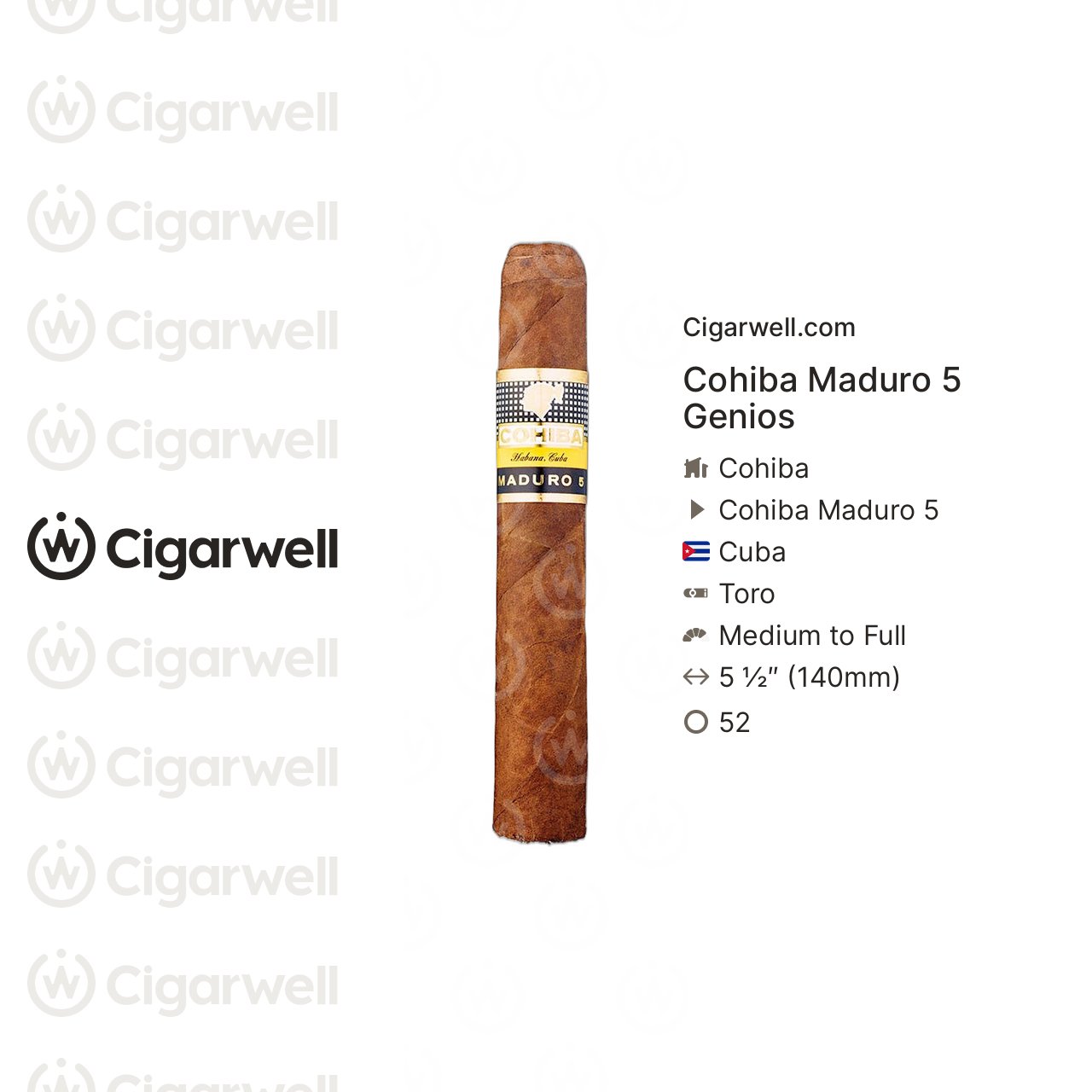 Cohiba Maduro 5 Genios - notes, ratings, photos | Cigarwell